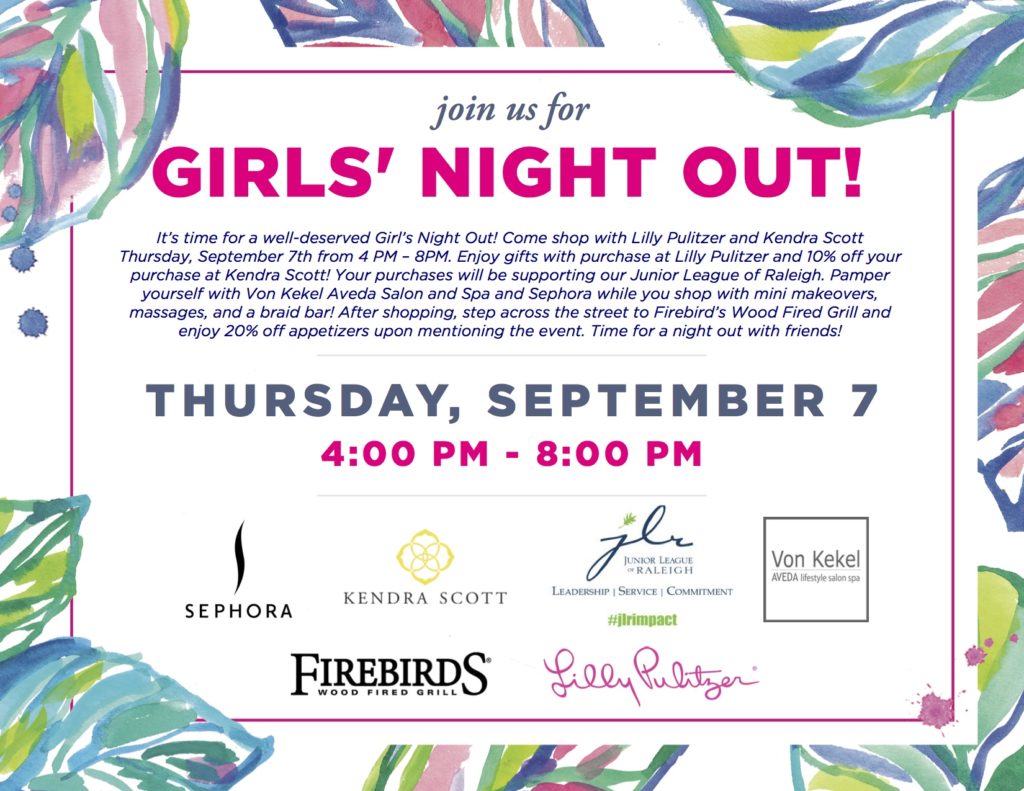 Girls Night Out! Thursday September 7th – Junior League of Raleigh