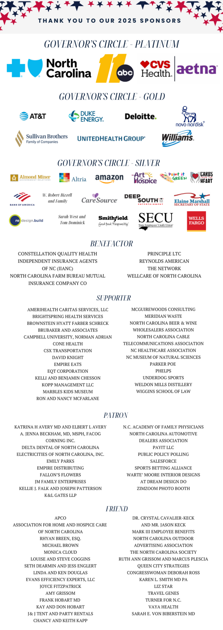 2025 Inaugural Sponsors – Junior League of Raleigh